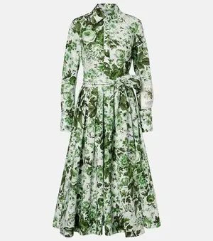 Erdem Floral Cotton Shirt Dress - Green