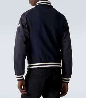 Moncler Ribbed-knit Technical Varsity Jacket