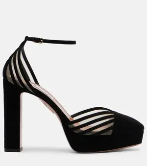 AQUAZZURA Alana Suede & Mesh Pumps