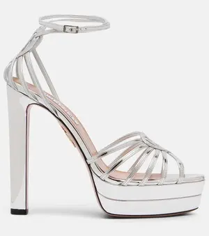 AQUAZZURA Sweetheart Leather Platform Sandals - Silver