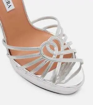 AQUAZZURA Sweetheart Leather Platform Sandals - Silver