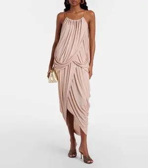 XU ZHI Asymmetric Draped Midi Skirt