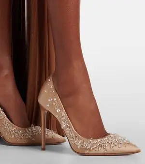 AQUAZZURA Constellation Embellished Satin Pumps