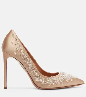 AQUAZZURA Constellation Embellished Satin Pumps