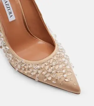 AQUAZZURA Constellation Embellished Satin Pumps
