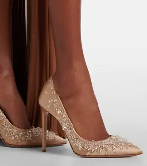 AQUAZZURA Constellation Embellished Satin Pumps