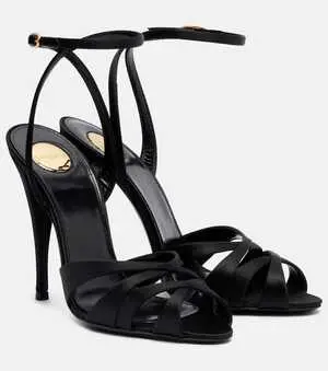 Saint Laurent Satin Sandals - Black