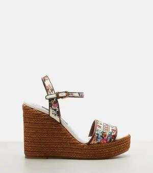 Dolce & Gabbana Floral Embroidered Espadrille Wedge Sandals - Multicoloured