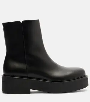 GIANVITO ROSSI Hiro Leather Platform Ankle Boots - Black