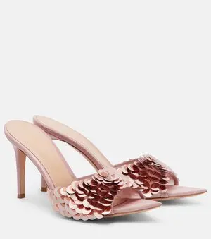 GIANVITO ROSSI Elle Sequined Mules - Pink