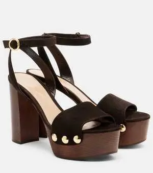 GIANVITO ROSSI Ardéa Studded Suede Platform Sandals - Brown