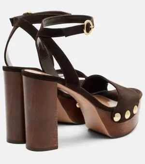 GIANVITO ROSSI Ardéa Studded Suede Platform Sandals - Brown