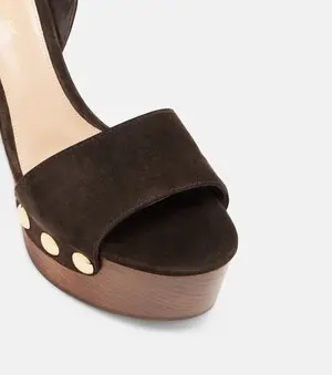GIANVITO ROSSI Ardéa Studded Suede Platform Sandals - Brown