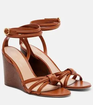 GIANVITO ROSSI Gianvito Rossi Leather Wedge Sandals