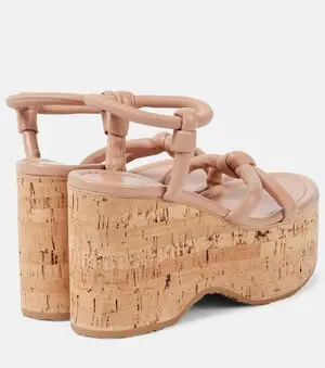 GIANVITO ROSSI Leather Wedge Sandals - Pink