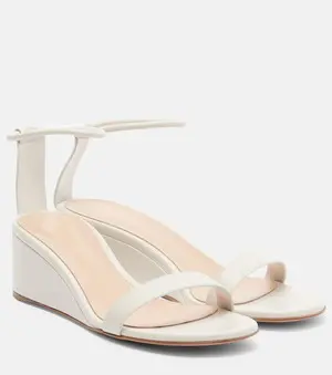 GIANVITO ROSSI Leather Wedge Sandals - White