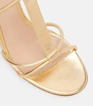GIANVITO ROSSI Metallic Leather Wedge Sandals