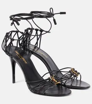 Saint Laurent Babylone 90 Leather Sandals With Chain Detailing - Black