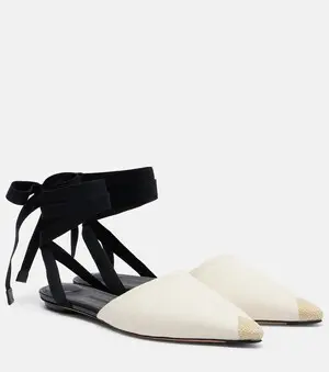 Jacquemus Embroidered Canvas Flats - Beige