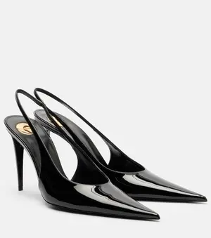 Saint Laurent Guermantes 95 Patent Leather Slingback Pumps - Black