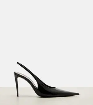 Saint Laurent Guermantes 95 Patent Leather Slingback Pumps - Black