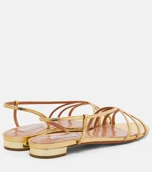 AQUAZZURA Talk To Me Snake-effect Leather Sandals - Gold