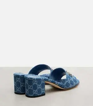 Gucci Horsebit Gg Denim Sandals