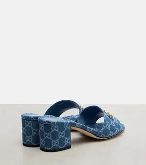 Gucci Horsebit Gg Denim Sandals - Blue