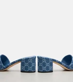 Gucci Horsebit Gg Denim Sandals - Blue