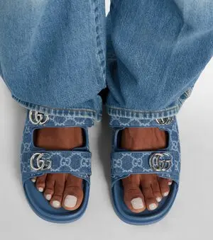 Gucci Gg Denim Sandals - Blue