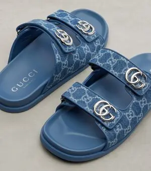Gucci Gg Denim Sandals - Blue