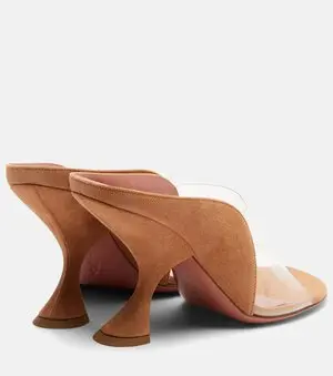 Amina Muaddi Mackenzie Pvc And Suede Mules - Brown