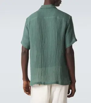 Le Kasha Botad Linen Bowling Shirt - Green