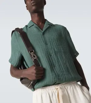 Le Kasha Botad Linen Bowling Shirt - Green