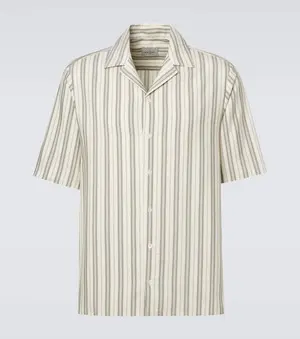 Le Kasha Striped Silk Bowling Shirt - Green