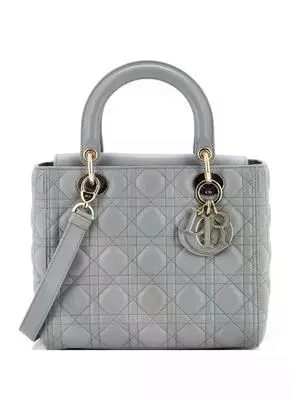 Dior Lady Nm Medium Satchel Cannage Quilt Lambskin - Grey