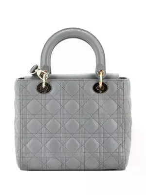 Dior Lady Nm Medium Satchel Cannage Quilt Lambskin - Grey