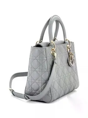 Dior Lady Nm Medium Satchel Cannage Quilt Lambskin - Grey