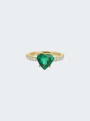 ANITA KO Emerald Heart Ring With Diamond Basket And Band 18k Yellow Gold - Yg