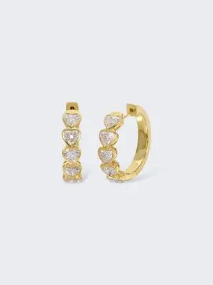 ANITA KO Medium Bezel Heart Diamond Hoop Earrings - Yg