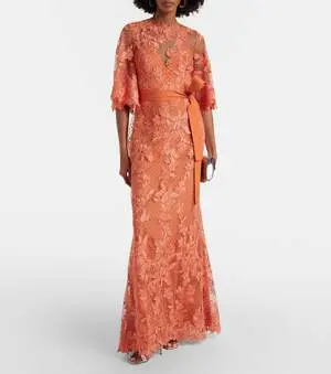 Elie Saab Embroidered Lace And Tulle Gown