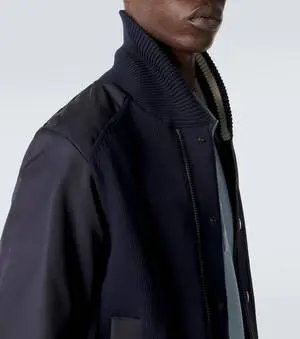 Moncler Ribbed-knit Technical Varsity Jacket