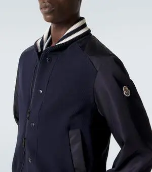 Moncler Ribbed-knit Technical Varsity Jacket