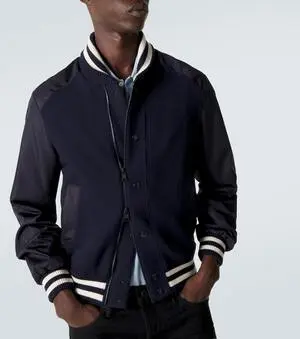 Moncler Ribbed-knit Technical Varsity Jacket