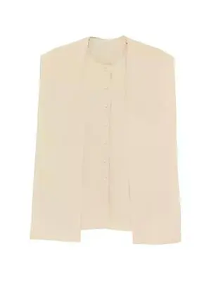 LESS Cotton Button-front Sleeveless Blouse