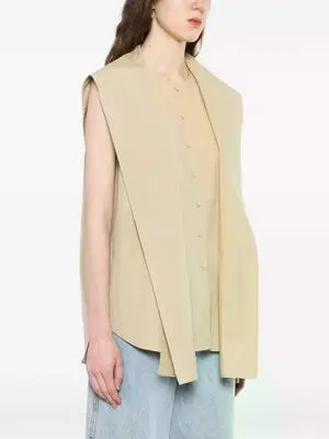 LESS Cotton Button-front Sleeveless Blouse