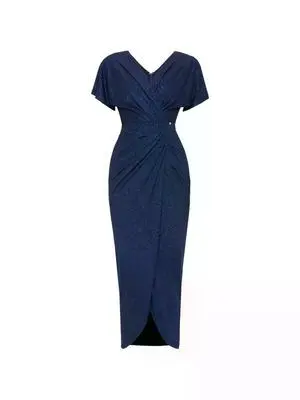 NISSA V-neck Draped Midi Dress