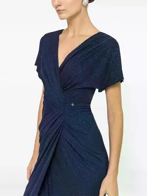 NISSA V-neck Draped Midi Dress
