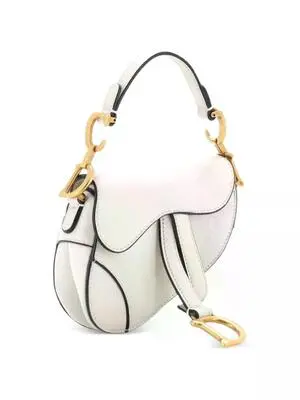 Dior Saddle Handbag Leather Micro Satchel - White