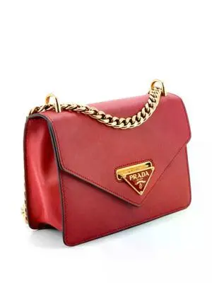 Prada Envelope Flap Chain Shoulder Bag Saffiano Leather Small Crossbody